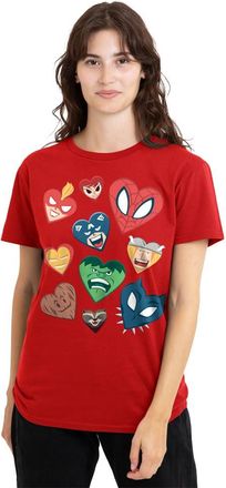 MARVEL Womens Valentines Day Hearts Ladies, Red T-Shirt, L