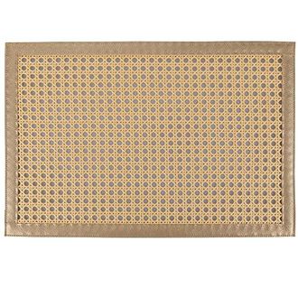 Villa D'Este Home Tivoli 6er Set Platzdeckchen Wiener Strohoptik mit Lederrand Scandi