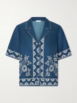 Eres Chemise En Serge De Soie &Agrave; Imprim&eacute; Fleuri Infusion - Bleu