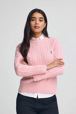 Polo Club Pullover rosa meliert mit Rundhalskragen aus Wollgemisch mit gesticktem Rigby Go-Logo