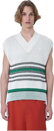 Lacoste Homme, Pulls, Blanc, Taille: S Sleeveless Knit Vest