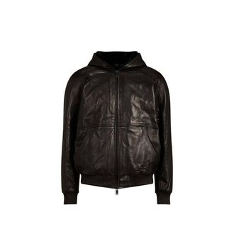 Moose Knuckles Veste droite &agrave; capuche en cuir