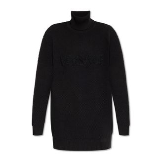 Versace Weit geschnittener Rollkragenpullover - - Knitwear - Damen - Schwarzk - S