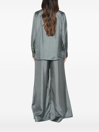 Zimmermann Pussy-Bow Silk Shirt - Teal