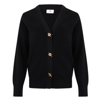 Elisabetta Franchi Strickjacke mit Verschl&uuml;ssen - - Knitwear - Damen - Schwarzk - L