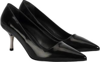 Desa Escarpins Classiques pour Femme - Tige en Cuir Verni, Bout Pointu, Talon Aiguille, Respirants | Noir - 39