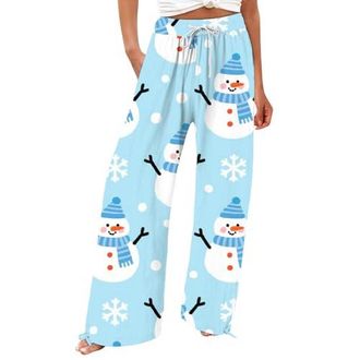 Generic Pantalon L&eacute;ger Femme Ete Large en Lin Ample Pantalon Court Ample D&eacute;contract&eacute; et Confortable &Agrave; Imprim&eacute; Aquarelle pour Femme Yoga Linen Pants Women (Mr1