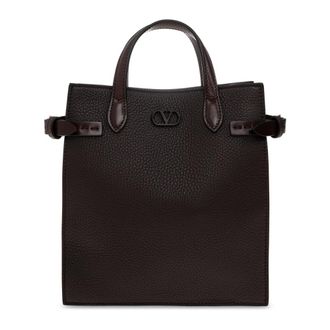 Valentino Garavani Ledertasche mit Logo - - Bags - Herren - Braun - ONE SIZE