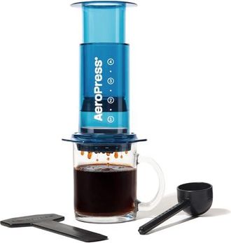 Aeropress Clear Blue Coffee Press - méthode 3 en 1 combinant presse française, pour-over et espresso. Café corsé sans résidus ni amertume. Cafetière portable po