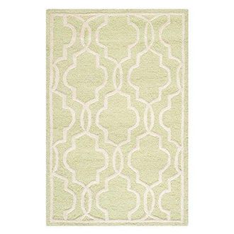 Safavieh Geometrisch Teppich für Wohnzimmer, Esszimmer, Schlafzimmer - Cambridge Collection, Kurzer Flor, Hellgrün und Elfenbein, 91 X 152 cm
