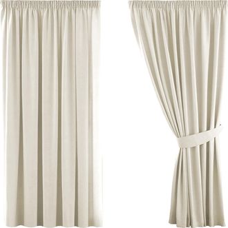 H.VERSAILTEX Gardine blickdichte, Hellgrau/Beige VerdunkelungsGardine mit Kr&auml;uselband, Energiespar & W&auml;rmeisolierend, 2 St&uuml;ck 137 cm x 116 cm (H x B), 2er-Set