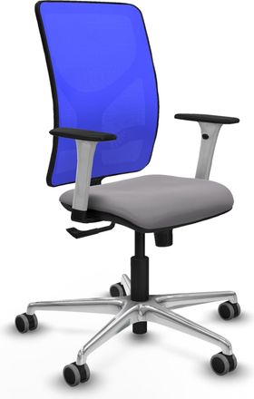 Piqueras y Crespo B&uuml;rostuhl 8H mit wei&szlig;en und schwarzen Armlehnen, h&ouml;henverstellbare Lendenwirbelst&uuml;tze, ausgestattet mit 3 Positionen und Schneideschaum, Blau/Grau