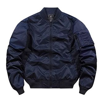 Generico Veste pour homme style bomber avec logo confortable pour homme Veste de pilote de sport, bleu, XXXL
