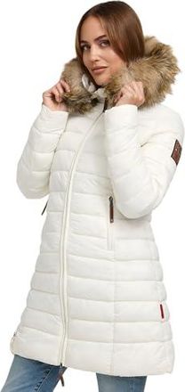 Marikoo B647 Veste dhiver matelassée pour femme, blanc cassé, XL
