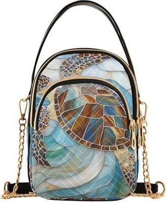 Mnsruu Sac à bandoulière pour femme - Tortue de mer, verre, océan, nautique, côtière, sac à main avec sangle réglable