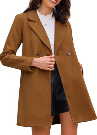 Allegra K Wintermantel mit Doppelbrust - Damen - Braun - Large