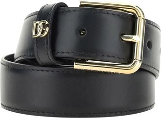 Dolce & Gabbana Gürtel - Leather Logo Belt - Gr. 80 - in Schwarz - für Damen