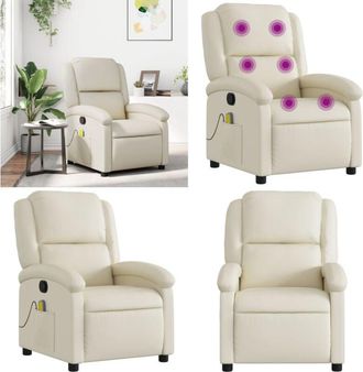 vidaXL Massagesessel Creme Kunstleder - Massage Stuhl - Relaxsessel - TV-Sessel - Ecksofa - Wohnzimmersofa - Home & Living