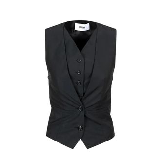 Mauro Grifoni Schwarze Baumwoll&auml;rmellose Jacke mit Taschen - - Jackets - Damen - Schwarzk - XS
