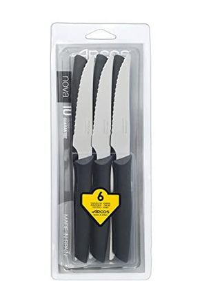 Arcos Serie Nova - Steakmesser Set - Klinge Nitrum Edelstahl 110 mm - HandGriff Polypropylen Farbe Schwarz