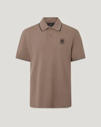 Belstaff Polo Tipped Pour Homme Cotton Pique Brun Asphalte 2xl
