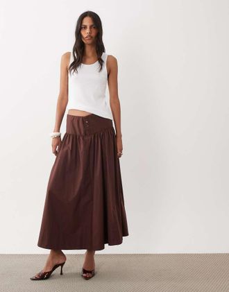 Abercrombie & Fitch ensemble jupe trap&egrave;ze midi marron