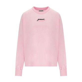 Ganni Femme, Tops, Rose, Taille: 38 FR T-shirt en coton &agrave; manches longues