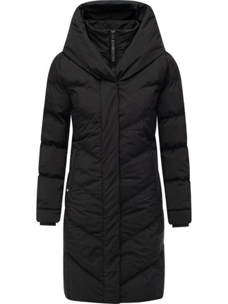 Ragwear Damen Langer Wintermantel warmer Steppmantel mit hohem Kragen und Kapuze Natalka Soft YOUMODO Black Gr. 3XL