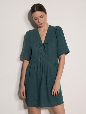 Apricot Minikleid Strukturiertes Minikleid mit Schn&uuml;rung