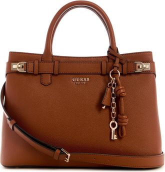 Guess Handtasche Umh&auml;ngetasche Gregoria Large Girlfriend Satchel Cognac braun