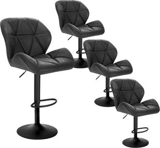 Woltu Barhocker 4er Set, Barstuhl Höhenverstellbar, Bistrohocker mit Rückenlehne, höhenverstellbar, 360° Drehbar, Tresenhocker aus Kunstleder, belastbar