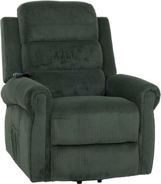Hhg Fernsehsessel HHG-722, Relaxsessel, Liegefunktion Aufstehhilfe Massage Heizfunktion, Stoff (220g/m&sup2;) Cord gr&uuml;n