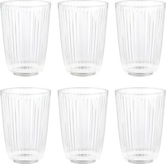 Butlers 6er Set Trinkglas Rillen-Design 390 ml Glas LINEE | stilvolles Wasserglas | vielseitiges Saftglas | f&uuml;r gedeckten Tisch & Alltagsgetr&auml;nke