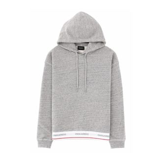 Dsquared2 Baumwoll-Frottee-Hoodie mit Logo-Band - - Sweatshirts & Hoodies - Herren - Grau - L