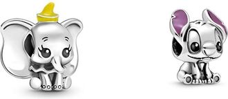 Pandora Pandora DISNEY Charm Lilo und Stitch 798844C01 & Disney Dumbo Charm-Anhänger aus Sterling Silber mit gelber Mütze, Breite: 16mm, 799392C01