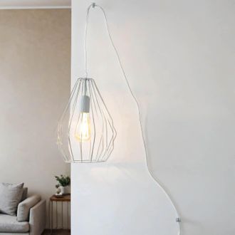 Licht-Erlebnisse Hängeleuchte BRICK Grau mit Stecker und Schalter Metall Schirm Modern Design Esstisch Wohnzimmer Lampe