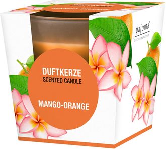 Pajoma Duftkerze, Mango-Orange - im satinierten Glas | 120g Wachsgewicht, Brenndauer: 25 Stunden, in edler Geschenkverpackung | Premium Qualität