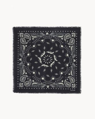 Kujten Bandana cachemire tricotage jersey imprim&eacute; - Grand Bandana Hachiko Feather