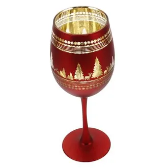 Aboofan &Eacute;l&eacute;gants Verres &Agrave; Vin De No&euml;l Avec Pied En Verre Rouge &Agrave; Motif Sapin De No&euml;l