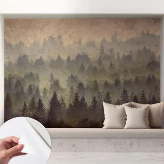 Tulup Carta Da Parati Adesiva - Lavabile - Decorazione Murale - Per Cucina - Pellicola Decorativa Nebbia Nella Foresta 208x146 Cm