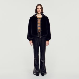 Sandro Manteau court en fausse fourrure