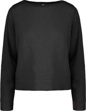 Bomboogie Femme, Pulls, Noir, Taille: 42 FR Top en lin et coton &agrave; encolure bateau