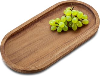 Com-Four Tablett aus Akazienholz - längliches Deko-Brett - Serviertablett für Tischdekoration - Holzablage - dekorative Servierplatte für Snacks, Käse, Wurst -