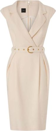 Pinko Pinko, Femme, Robes, Blanc, Taille: 40 FR Robe Midi Portefeuille avec Ceinture