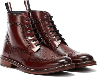 Ben Sherman Alfred Brogue Bottes Rouges en Cuir pour Hommes - EUR 43