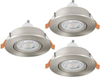 Eglo 3er Set LED Einbaustrahler Barranco, Deckenspots Wohnzimmer, Deckenstrahler schwenkbar aus Kunststoff in Silber, warmwei&szlig;, inkl. GU10 Leuchtmittel