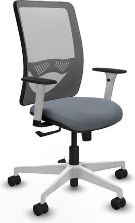 Piqueras y Crespo Grauer Schreibtischstuhl Zulema mit wei&szlig;en und schwarzen Armlehnen, h&ouml;henverstellbare Lendenwirbelst&uuml;tze, ausgestattet mit Sincro 3 Positionen und Sch