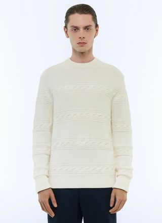 Fursac Pull col rond torsad&eacute; en laine et coton - Taille XXL - Homme