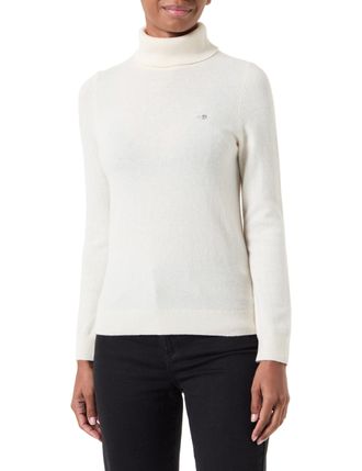 GANT Damen Extrafine Lambswool Rollneck Pullover, Cream, Large