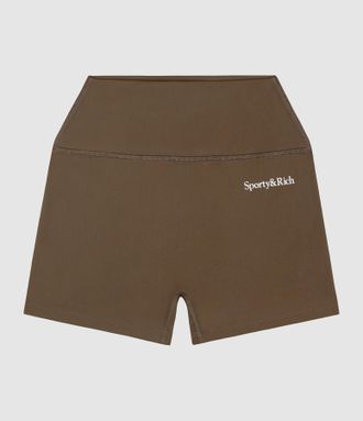 Sporty & Rich Short Serif Logo Mini Biker Sand
